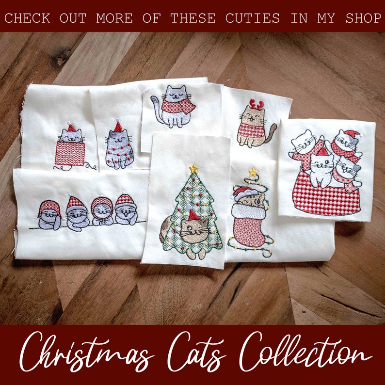Christmas Cats Machine Embroidery Design 3 Sizes - Etsy Sweden