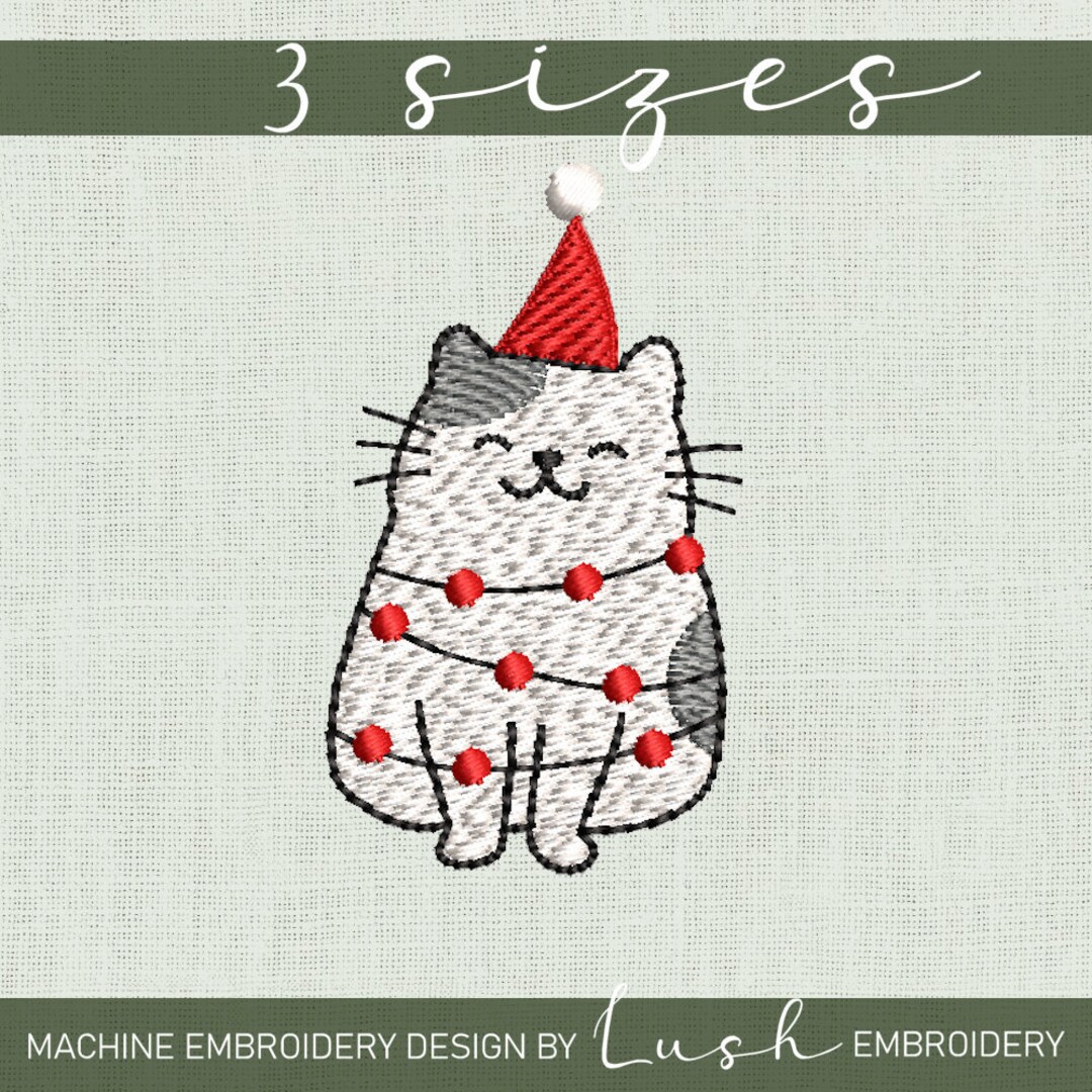 Christmas Cat Machine Embroidery Design - 3 Sizes - Etsy