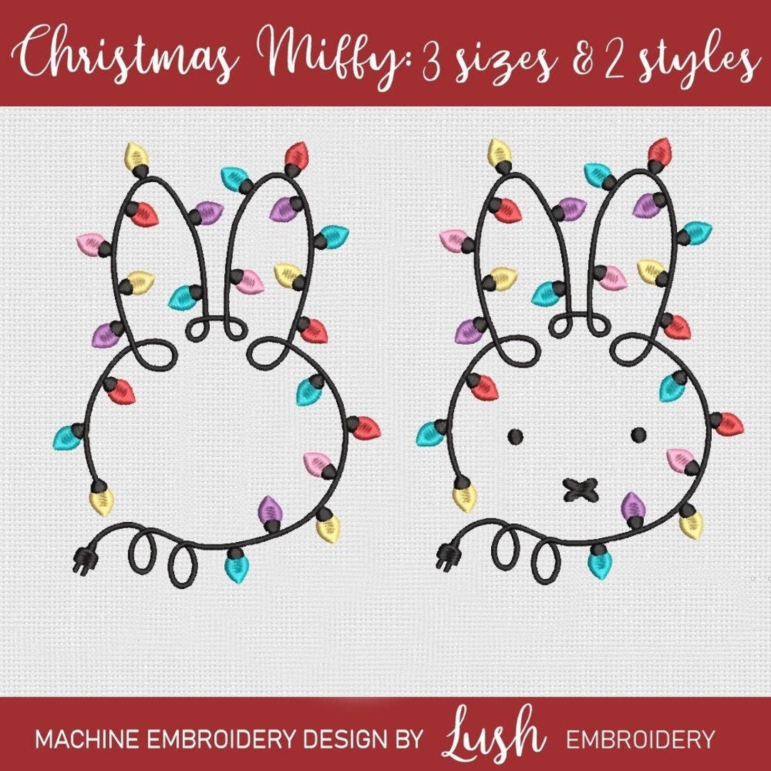Christmas Lights Miffy Nijntje Inspired Machine Embroidery Design - Etsy