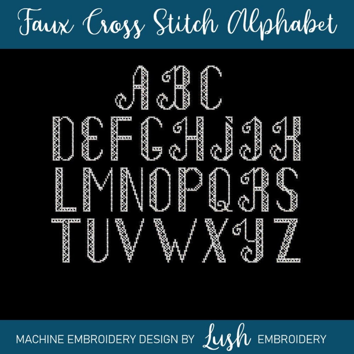Faux Elegant Cross Stitch Alphabet Font Set Machine Embroidery - Etsy