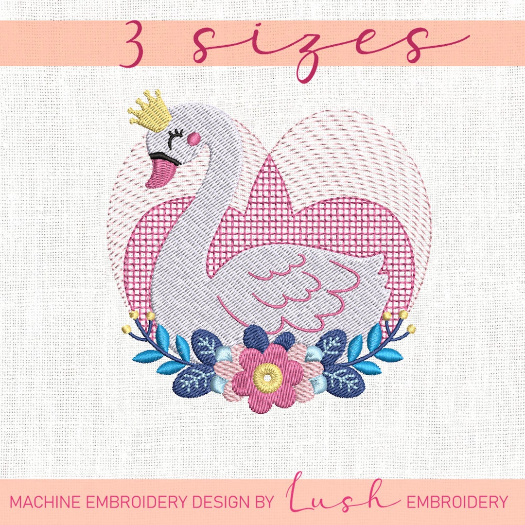 Swan Machine Embroidery Design - 3 Sizes - Etsy