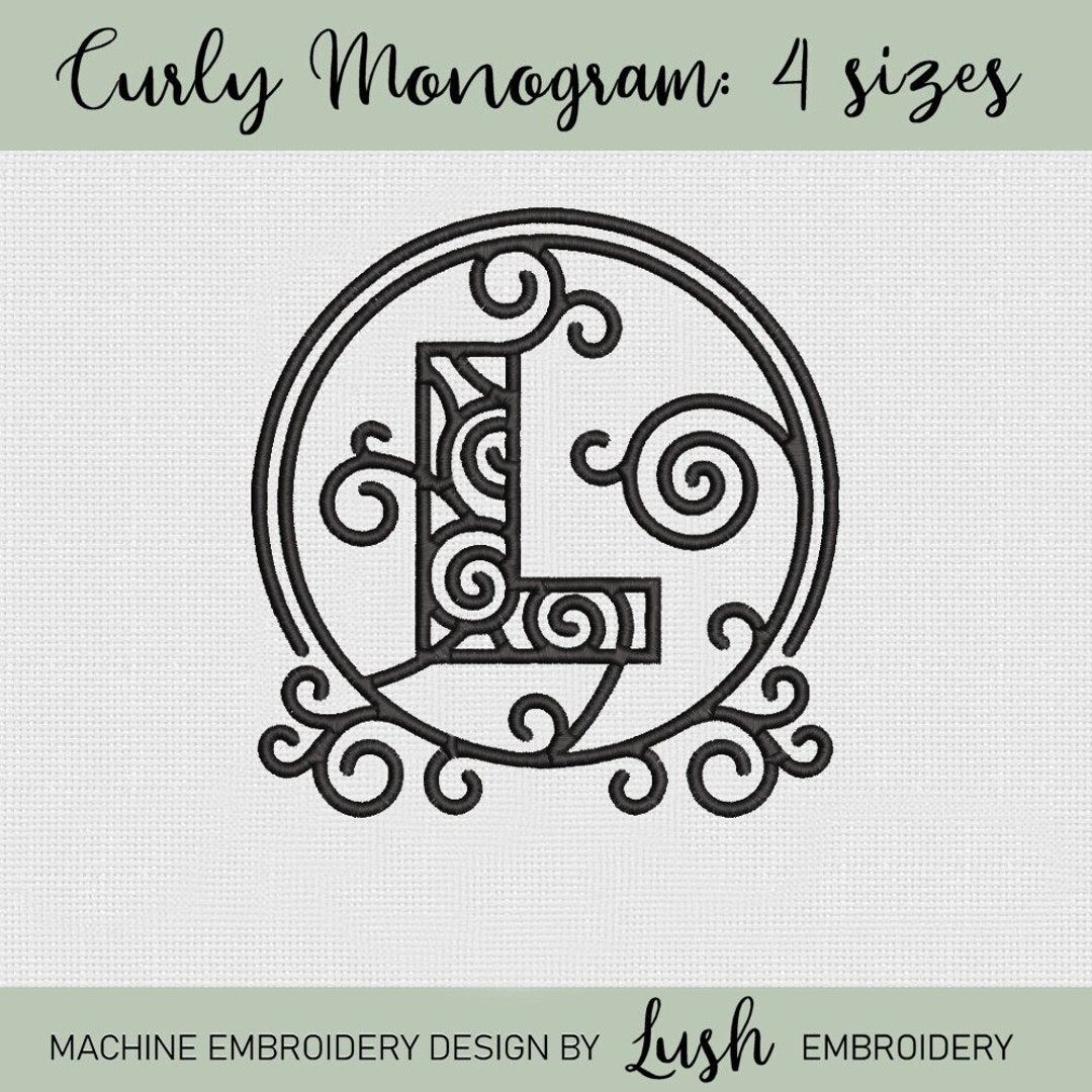 Curly Monogram Letter: l Machine Embroidery Design 4 Sizes - Etsy