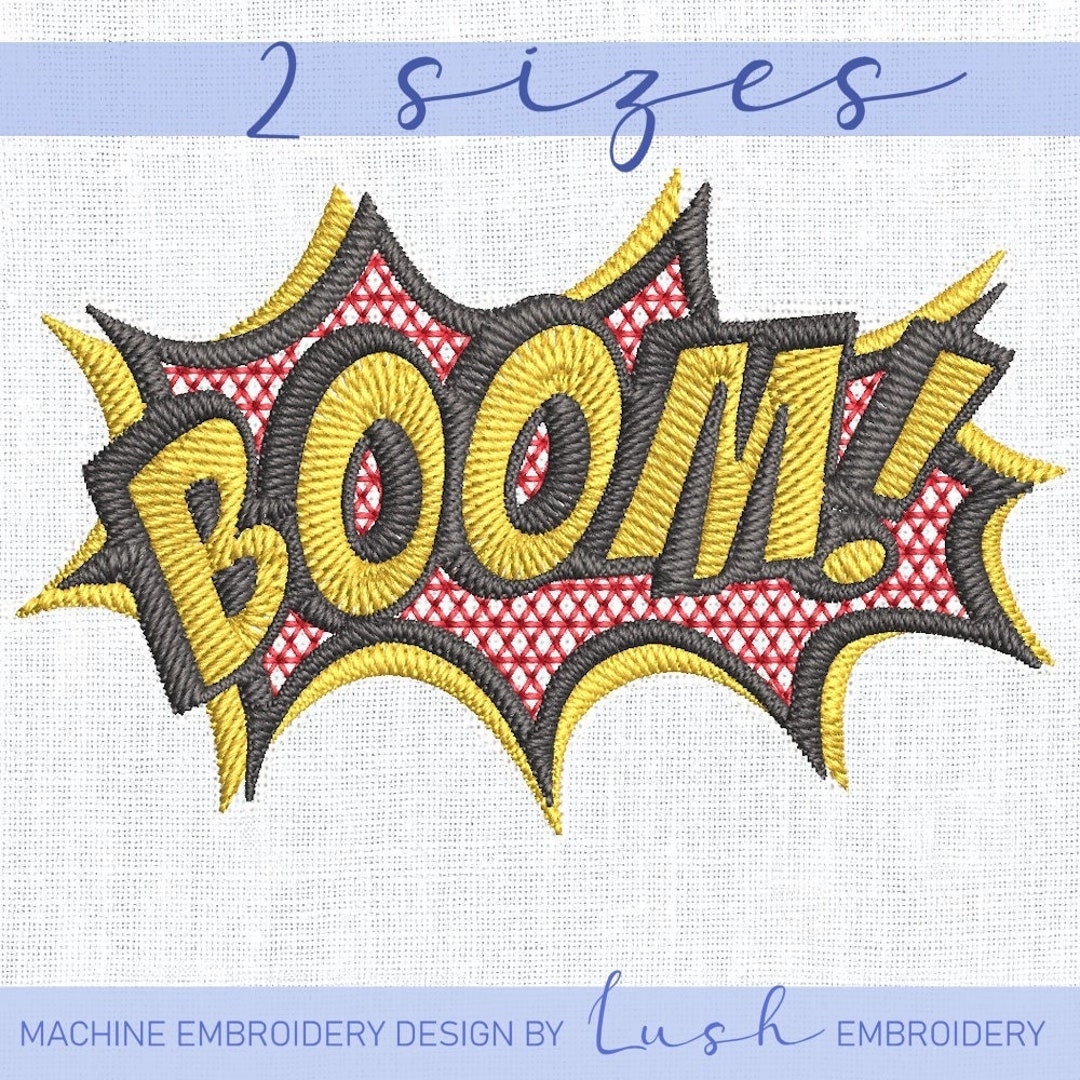 Comic Book Bubble Boom! Machine Embroidery Design - 2 Sizes - Etsy