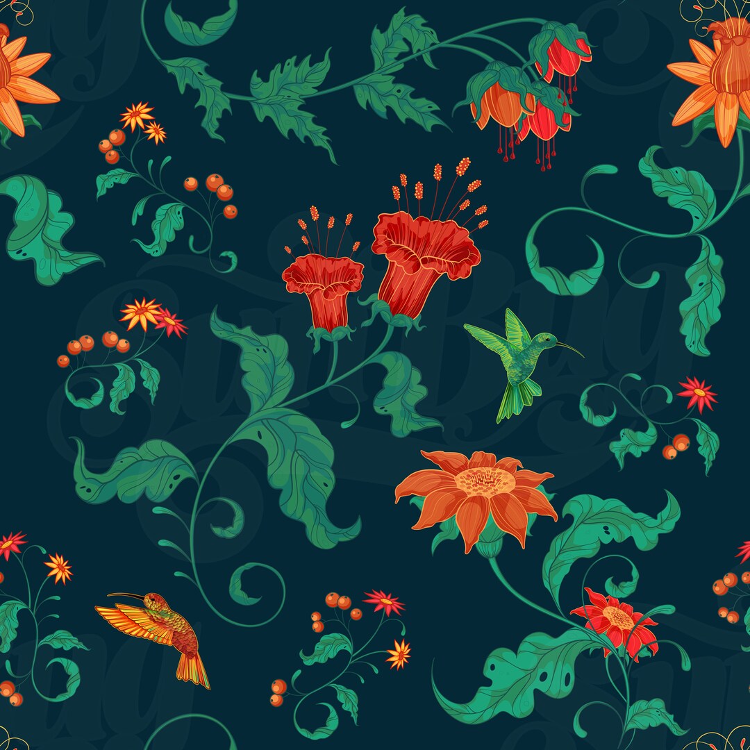 Fantasy Floral 12 by 12 DOWNLOADABLE Surface Pattern JPEG and ...