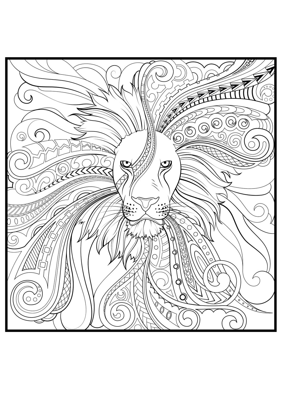 Lion Face Colouring Sheet DOWNLOAD - Etsy