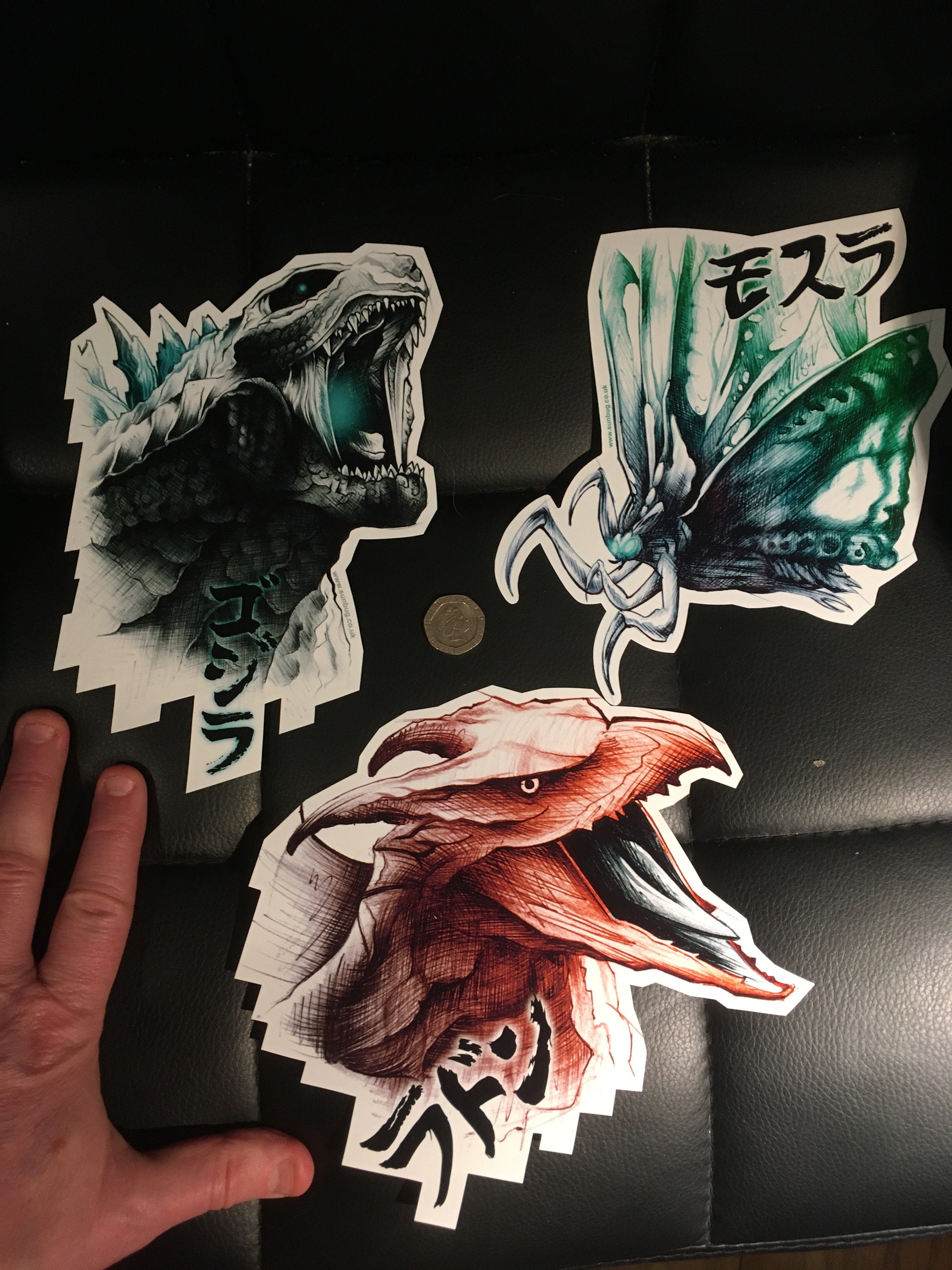 LARGE SIZE Godzilla Trilogy Vinyl Stickers, Godzilla, Rodan and Mothra ...