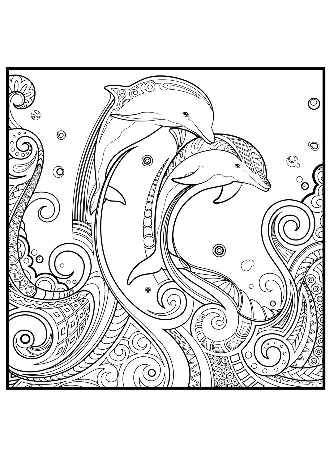 Dolphin Colouring Sheet DOWNLOAD - Etsy