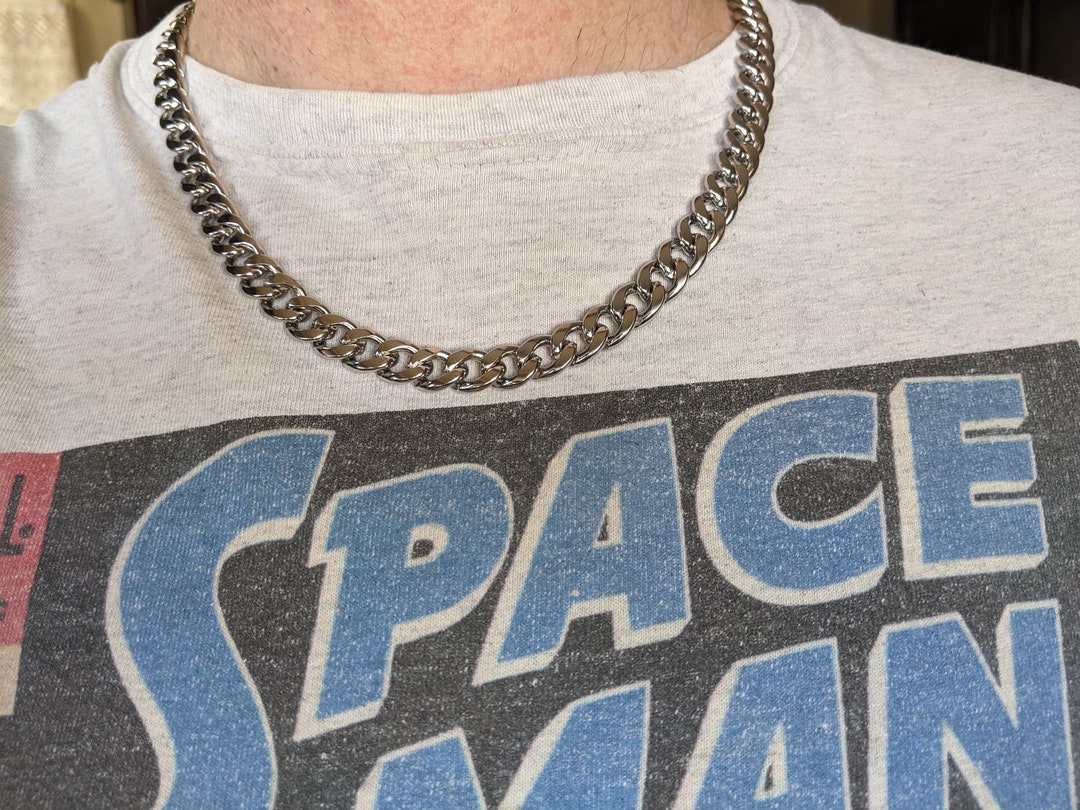 Men's Silver Chain Necklace | 10mm Super Awesome Stainless Steel Miami ...