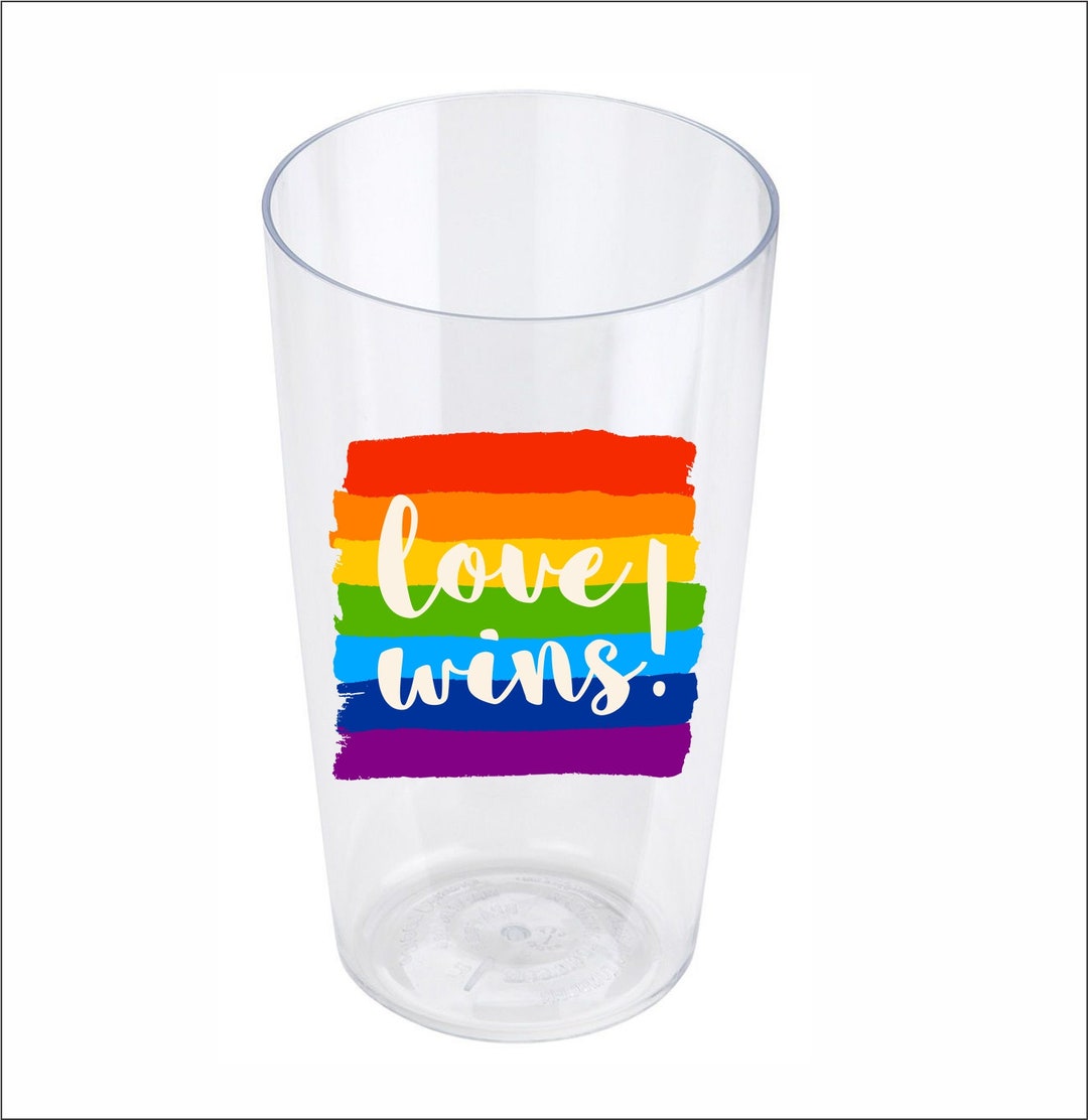 Love Wins, Pride, 20oz Personalized Plastic Glasses, Craft Beer, LGBTQ ...