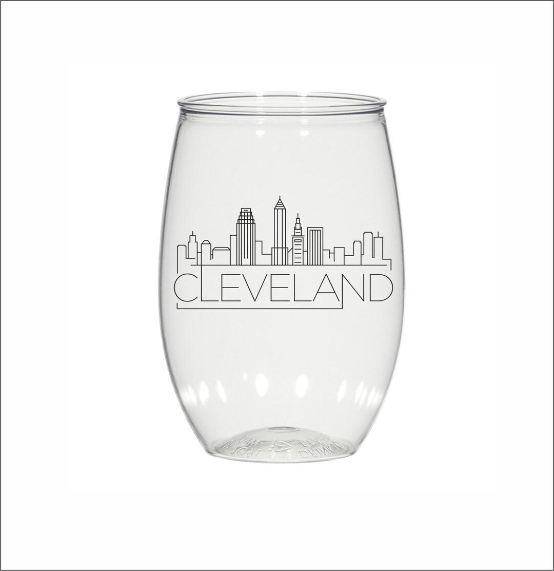 Cleveland Skyline Stemless Plastic Wine Glass, Custom Party Favor - Etsy