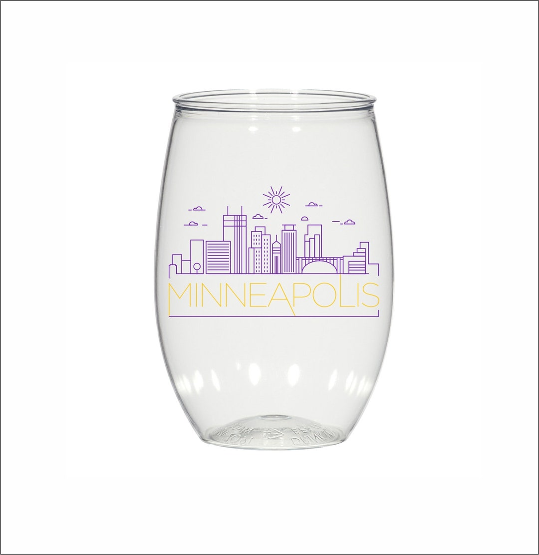 Minneapolis Skyline Stemless Wine Glass, Custom Imprinted Party Favors ...