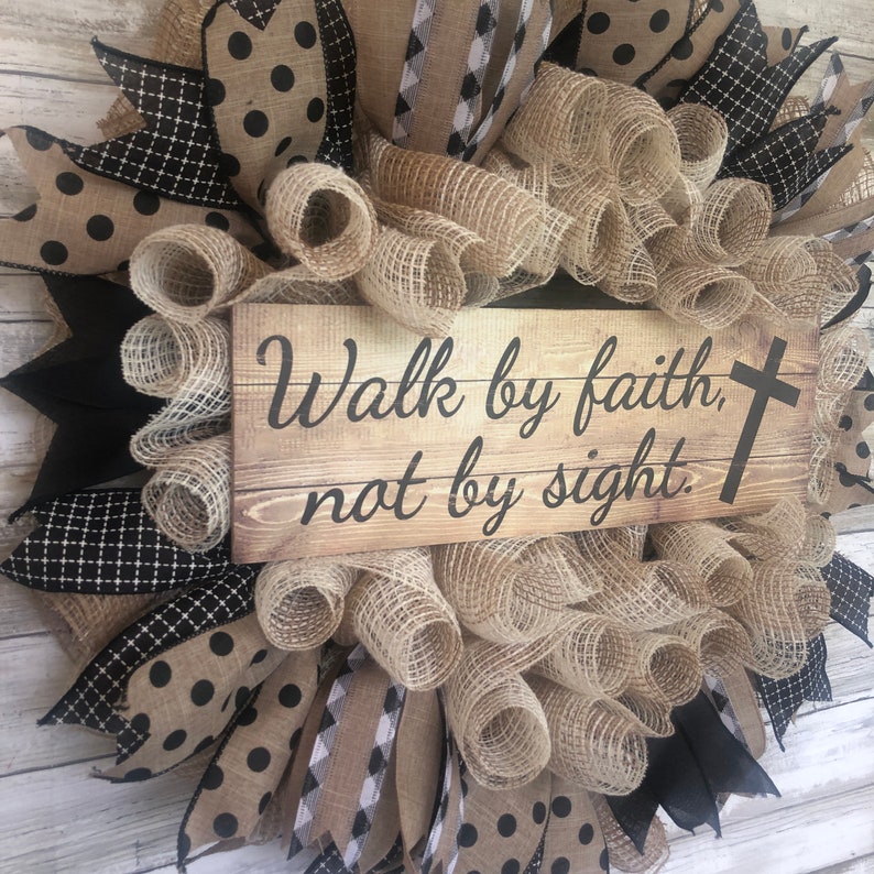 Walk by Faith Door Wreath - Christian Home Door Decor - Etsy