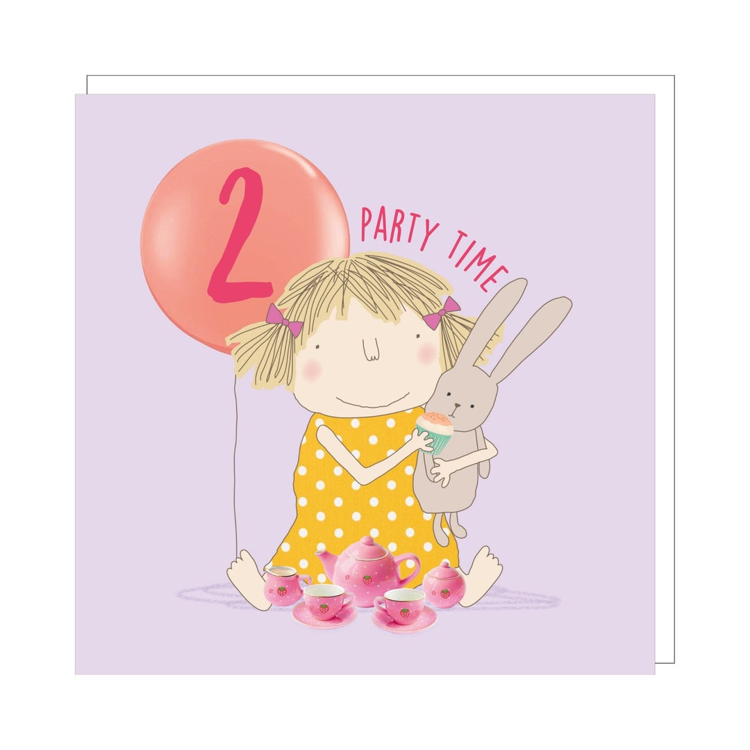 Party Two Card 2nd Birthday Card Girl - Etsy