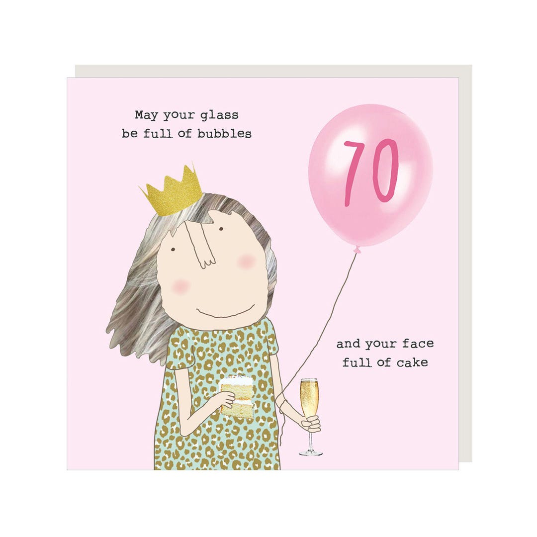 70th Birthday Card for Her | Bubbles & Cake - Etsy UK