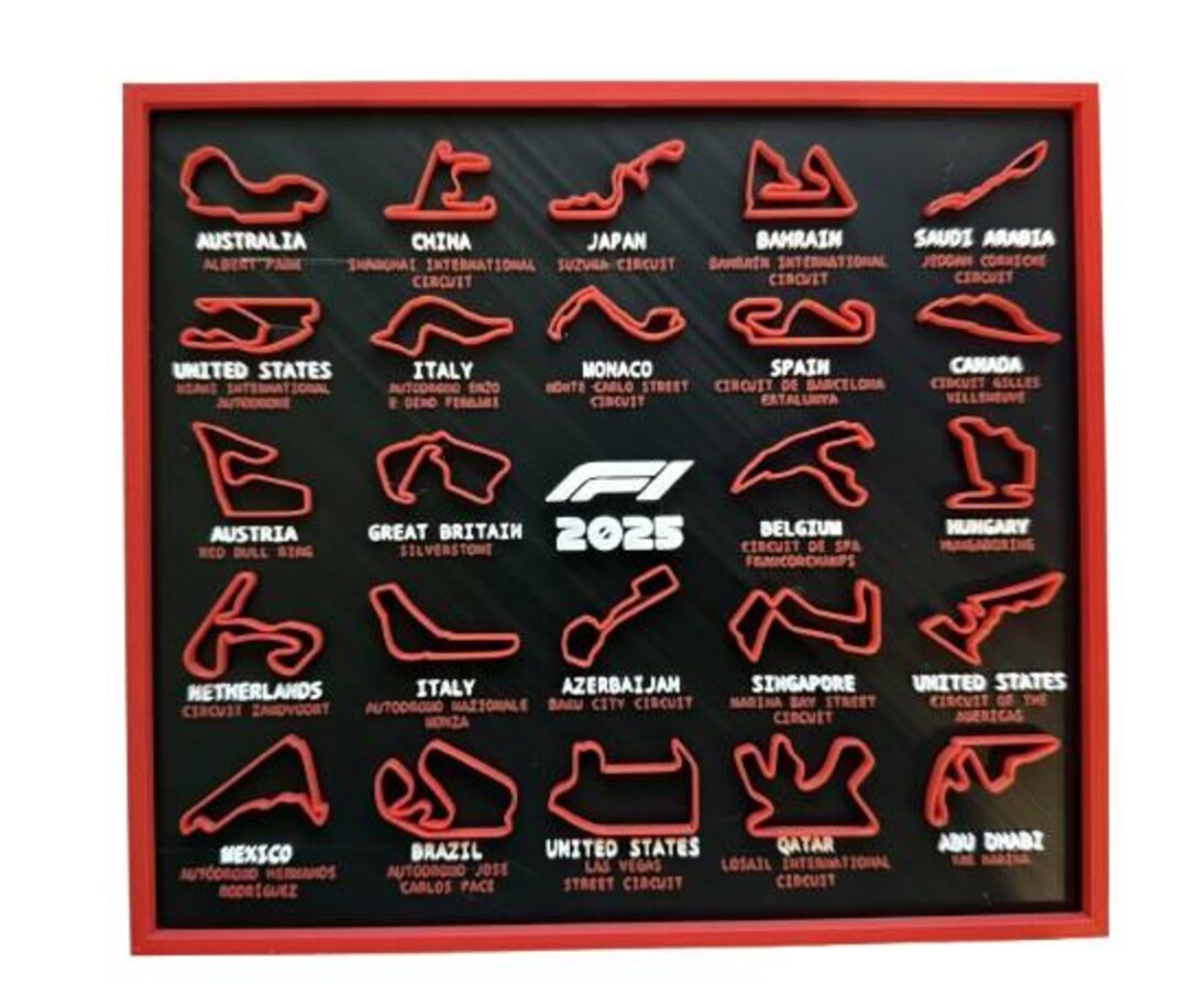 F1 Circuits Calendar 2025 - Etsy