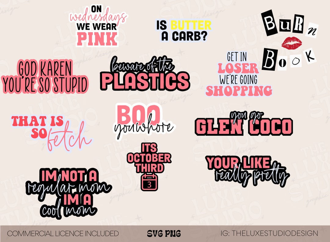 Mean Girls SVG Bundle Burn Book Svg Mean Girls Clip Art - Etsy UK