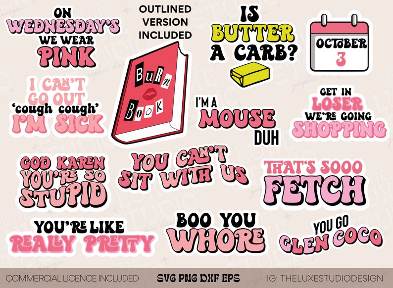 Mean Girls Svg Bundle Svg Mean Girls Clip Art Mean Girls Etsy Hong Kong