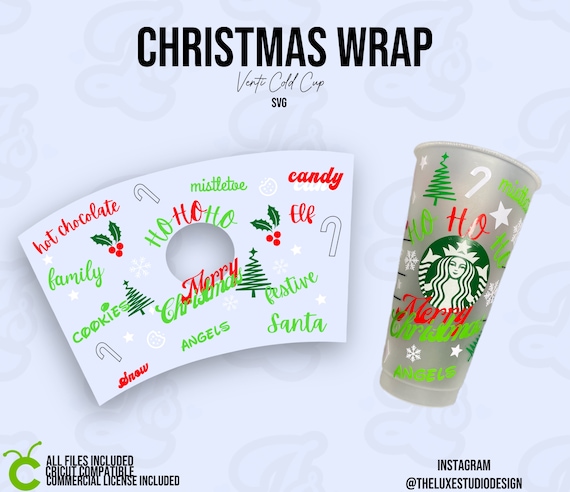 Christmas Words 24oz Cold Cup Wrap | Etsy