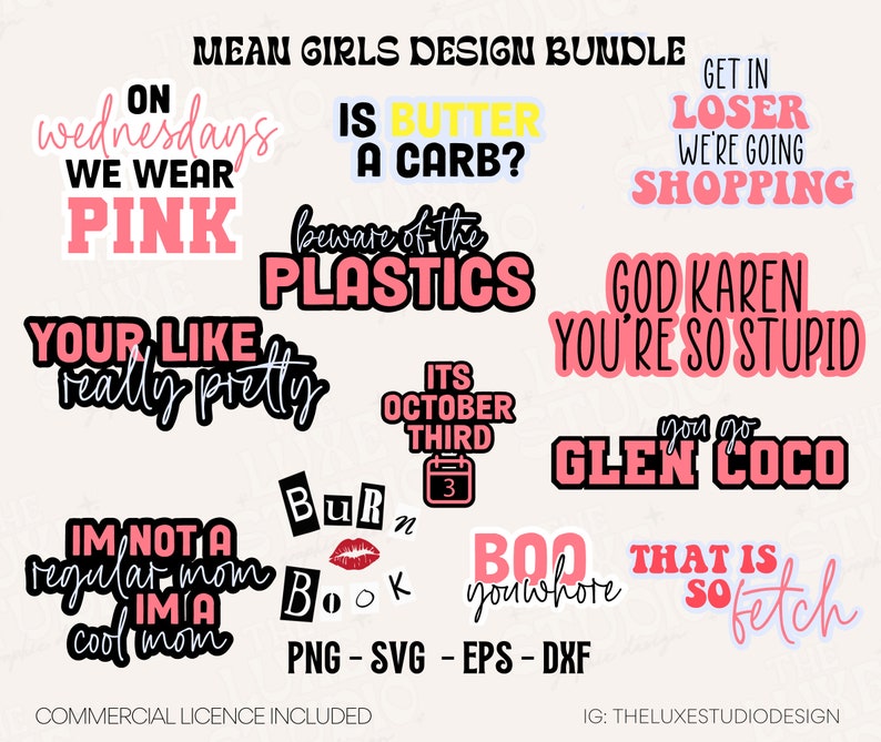 Mean Girls Svg Bundle Burn Book Svg Mean Girls Clip Art Etsy India