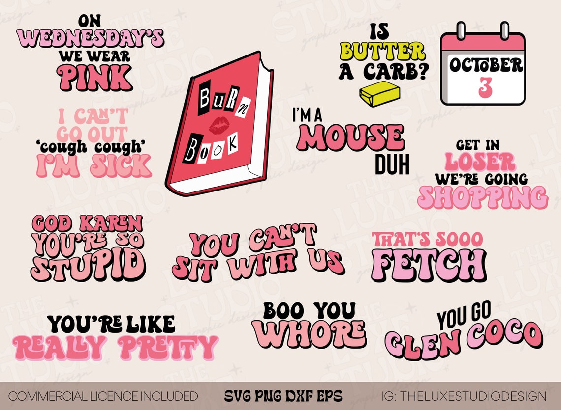 Mean Girls Svg Bundle Svg Mean Girls Clip Art Mean Girls Etsy Hong Kong
