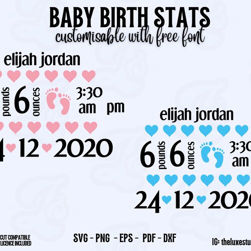 Birth Announcement Svg Birth Stats Svg Baby Keepsake - Etsy