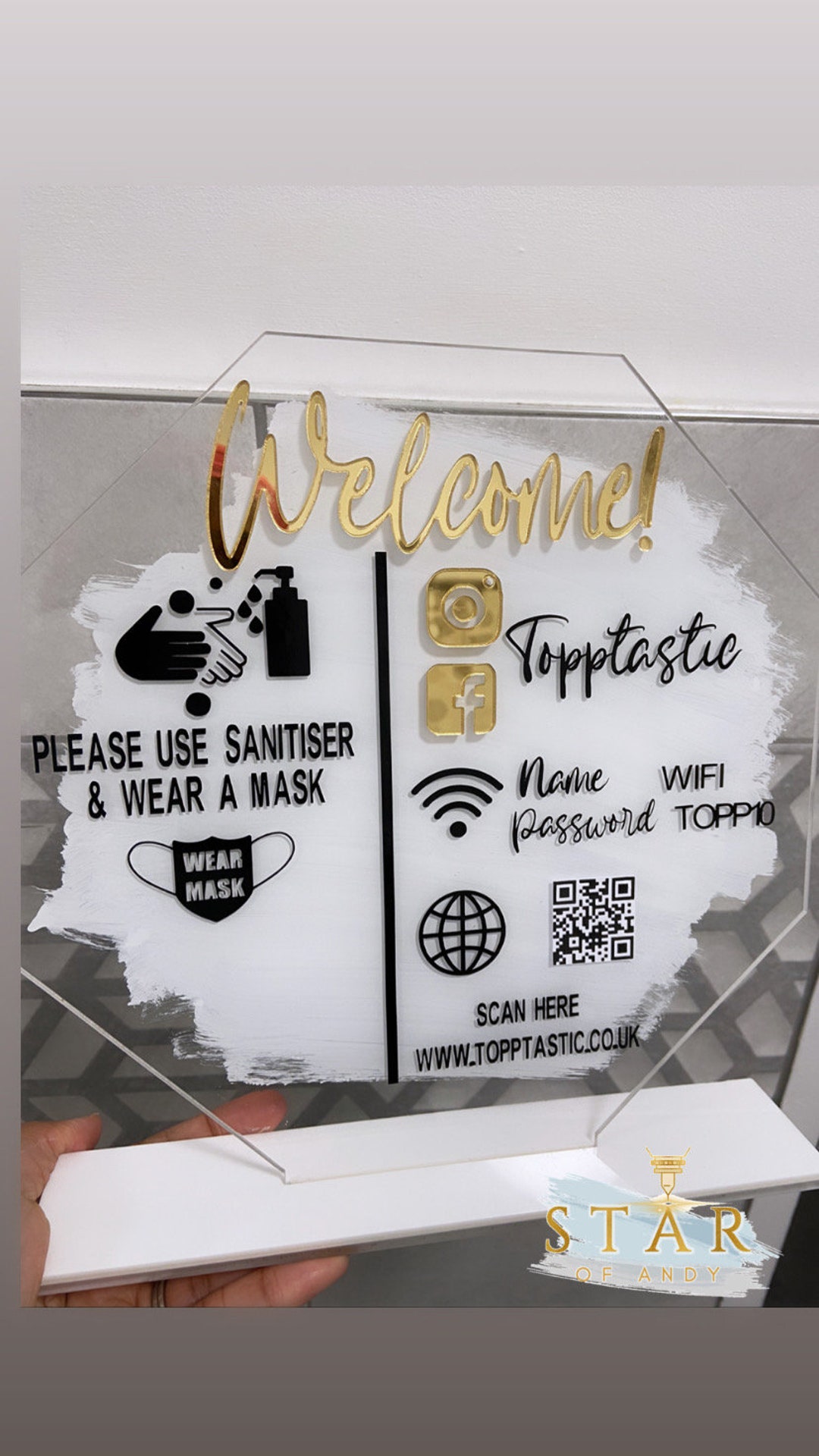 Business/Retail/Salon/Welcome sign with QR code Paint splash - Etsy.de