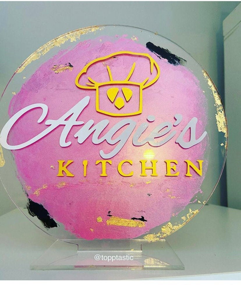8 Inch Acrylic Logo Stand/ Business/ Logo/ Display/ Backdrop/ Cake ...