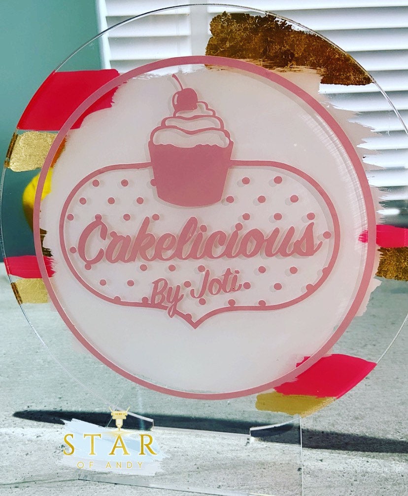 8 Inch Acrylic Logo Stand/ Business/ Logo/ Display/ Backdrop/ Cake ...