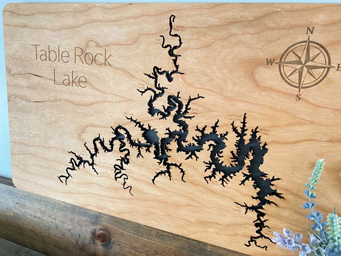 Table Rock Lake Wall Map Wooden Engraved Map of Table Rock - Etsy