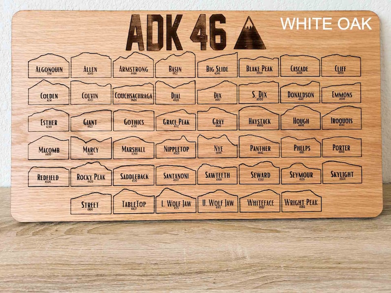 ADK 46er Peak Tracker Sign | Wood Mountain Map - Etsy