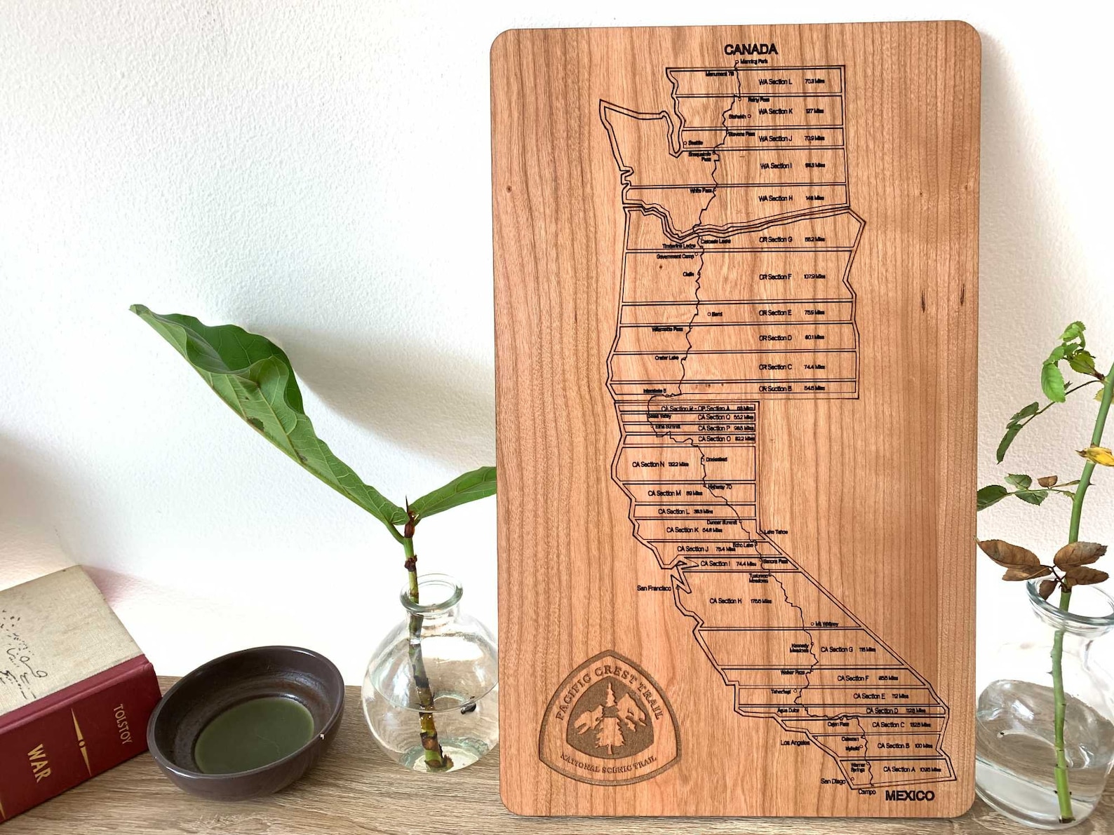 PCT Hiker Wooden Tracker Board | Pacific Crest Trail Map - Etsy
