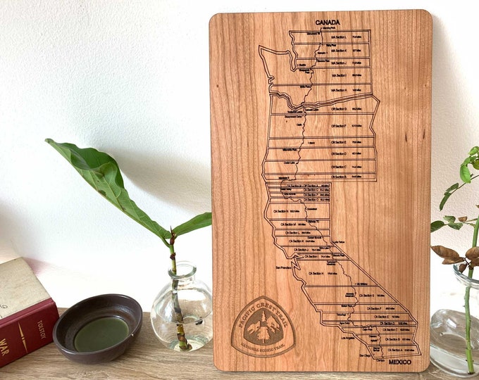 Pacific Crest Trail Map Detailed Watercolor PCT Thru-hiker Gift Western ...