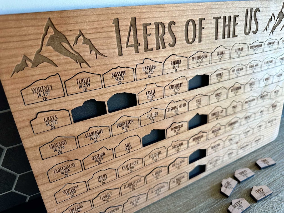 United States 14ers Peak Bagging Tracker Sign | 14,000 Ft Peak Board ...