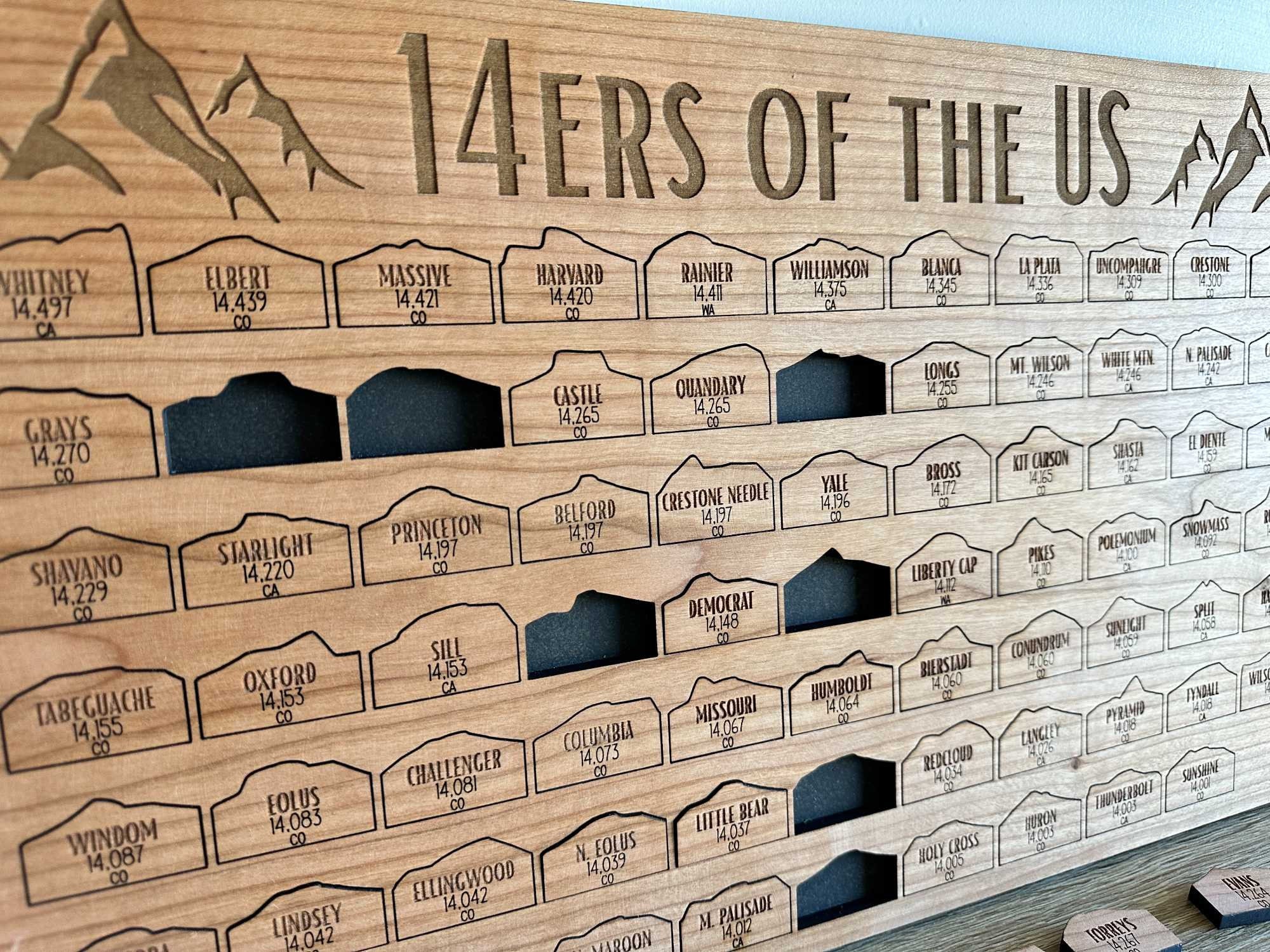 United States 14ers Peak Bagging Tracker Sign | 14,000 Ft Peak Board ...