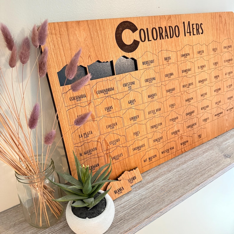 Colorado 14ers Peak Tracker Sign | Wood Hiking Summit Board - Etsy