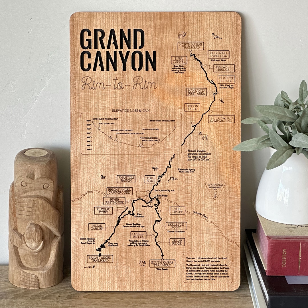 Rim to Rim Trail Tracker Sign | Grand Canyon Hiking | Hiker Gift | Rim ...