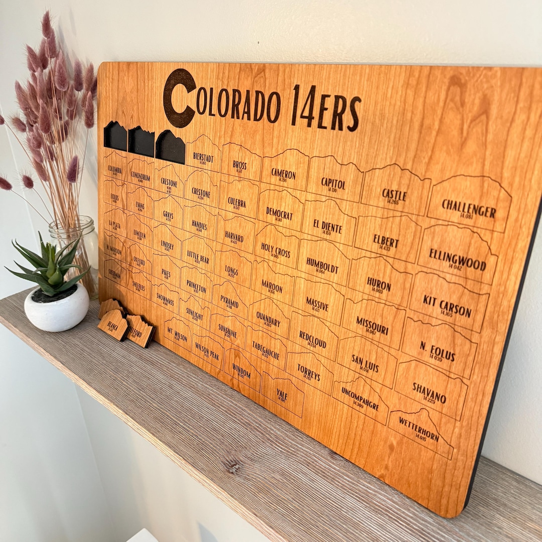 Colorado 14ers Peak Tracker Sign | Wood Hiking Summit Board - Etsy