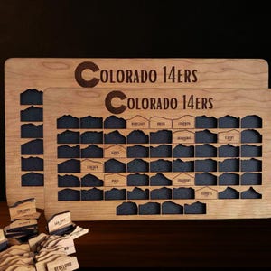 Colorado 14ers Peak Bagging Tracker Sign | 14,000 Ft 58 Mountain Hiking ...