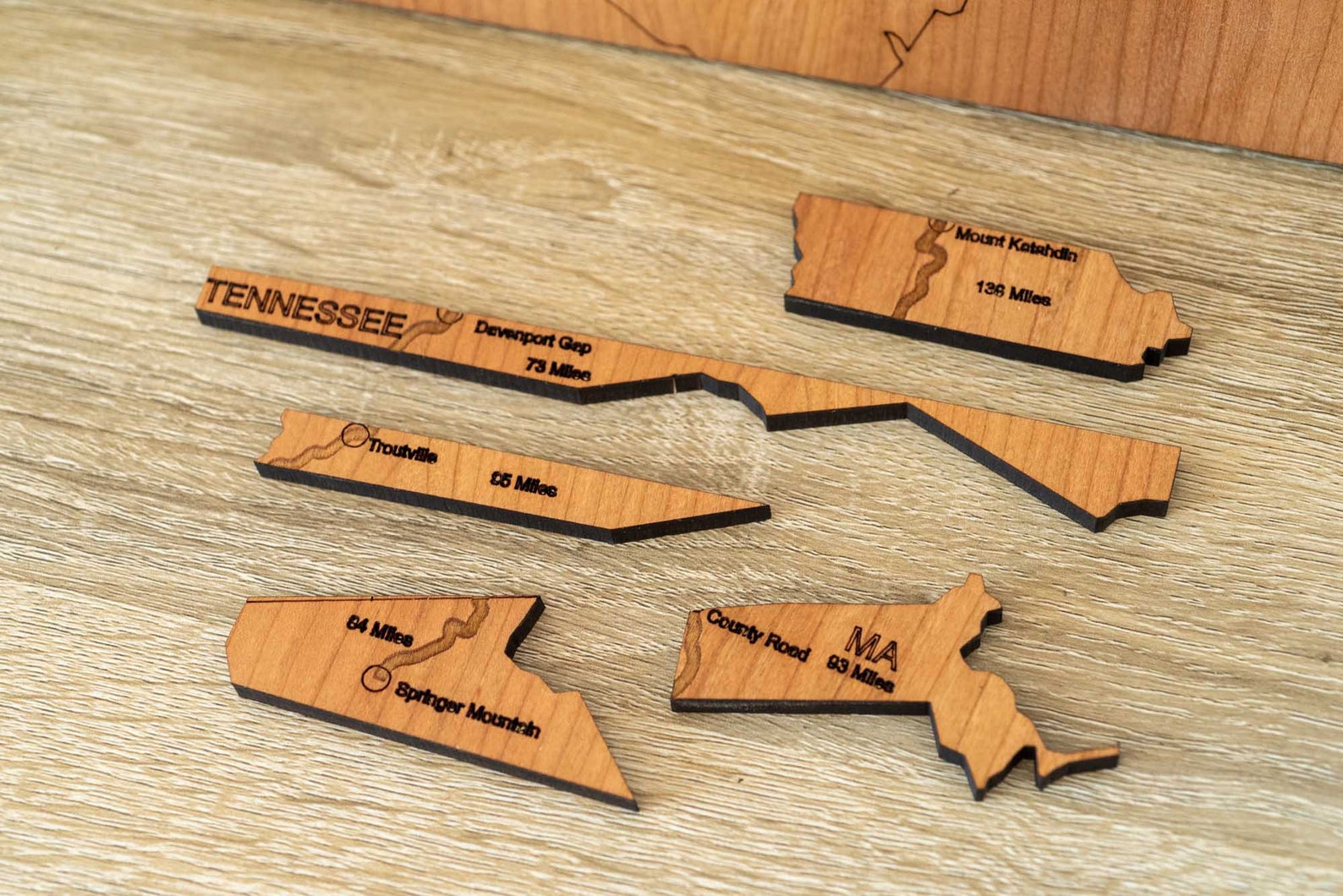 AT Section Hiker Bucket List Board | Wooden Tracker Map Through ...