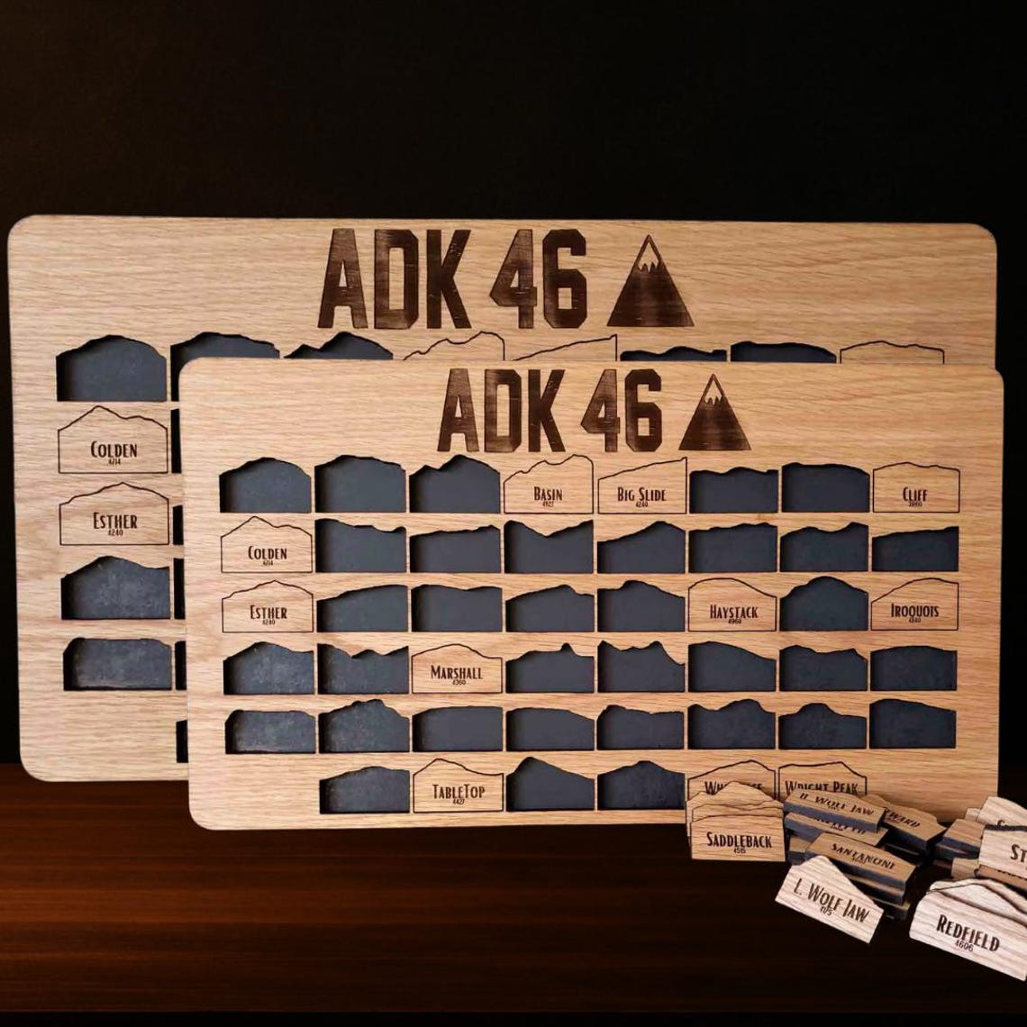 ADK 46er Peak Tracker Sign | Wood Mountain Map - Etsy