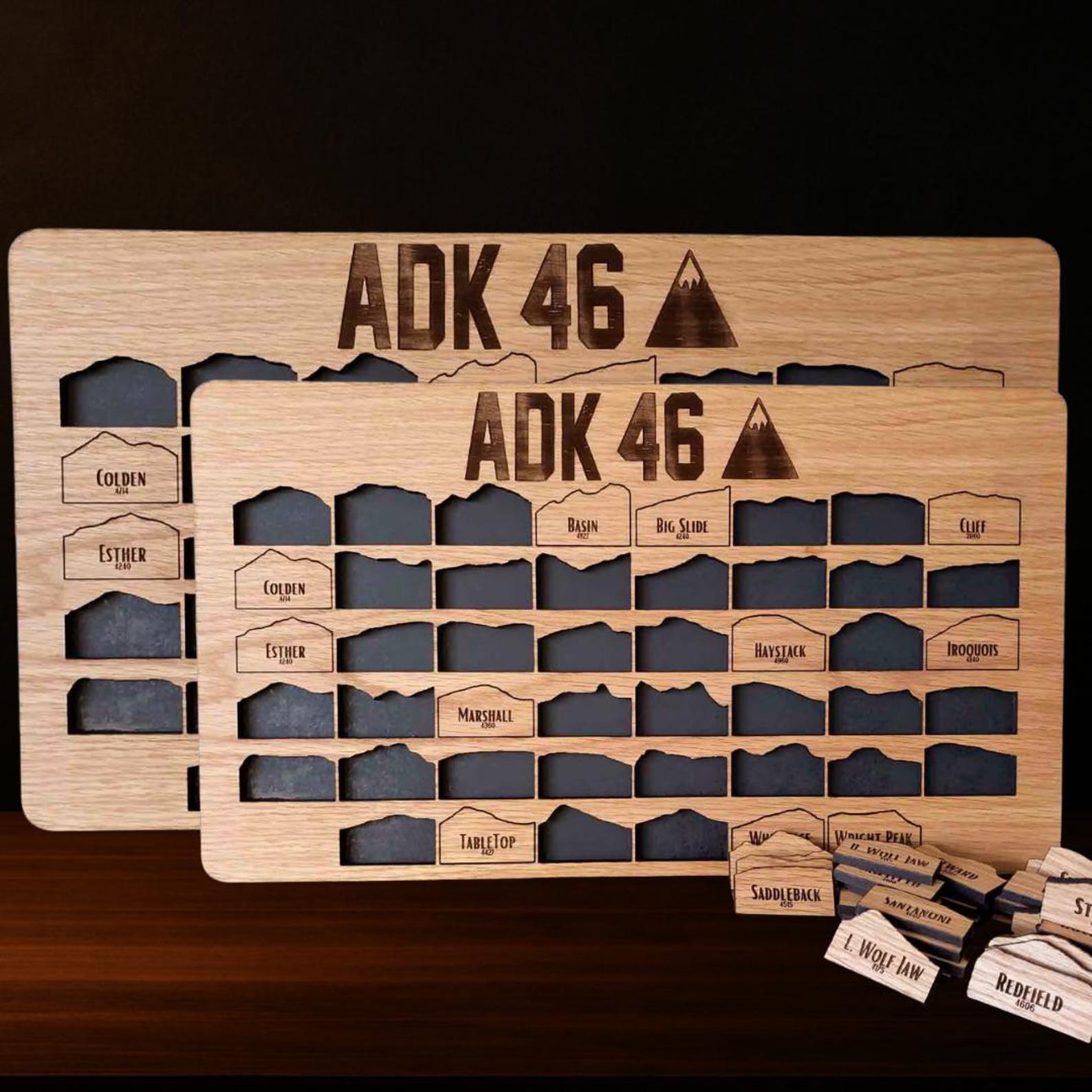 ADK 46er Peak Tracker Sign | Wood Mountain Map - Etsy