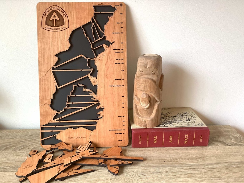 AT Section Hiker Bucket List Board | Wooden Tracker Map Through ...
