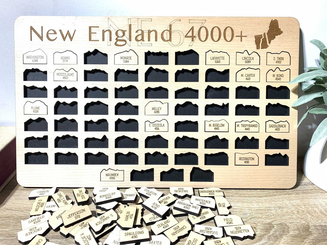 NE 67 White Mountains Peak Bagging Tracker Sign | 4,000 Ft New England ...