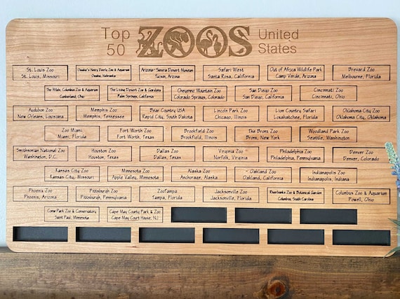 Top 50 US Zoos Tracker Board Zoo Gift Gift for Animal - Etsy