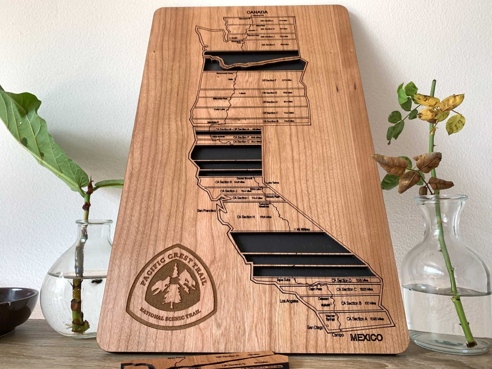 PCT Hiker Wooden Tracker Board | Pacific Crest Trail Map - Etsy