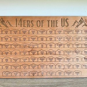 United States 14ers Peak Bagging Tracker Sign | 14,000 Ft Peak Board ...