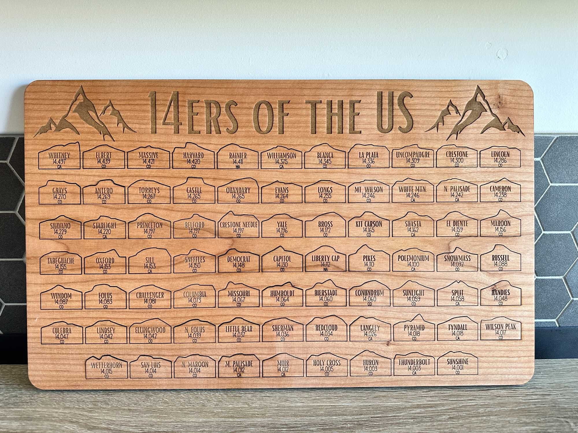 United States 14ers Peak Bagging Tracker Sign | 14,000 Ft Peak Board ...