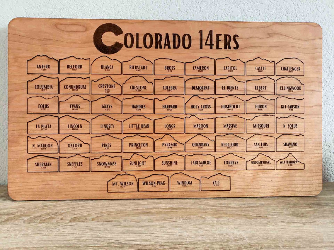 Colorado 14ers Peak Bagging Tracker Sign 14000 Ft 58 Peak | Etsy