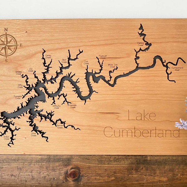 Lake Cumberland Map Engraved - Etsy