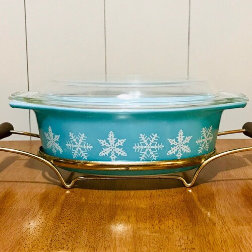 Vintage Pyrex Snowflake Casserole Dish With Lid Turquoise - Etsy